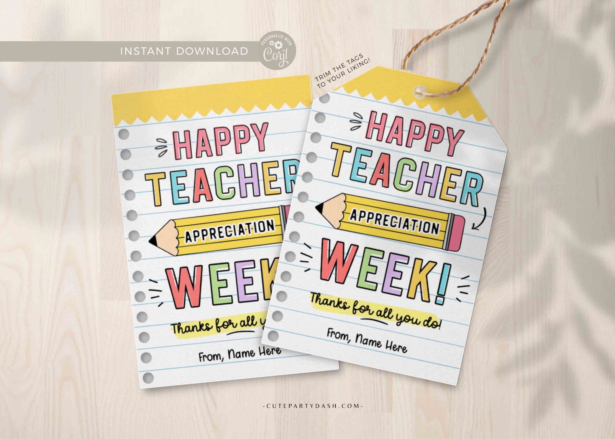 Happy Teacher Appreciation Week Thanks for all you do Tags – Cute Party ...
