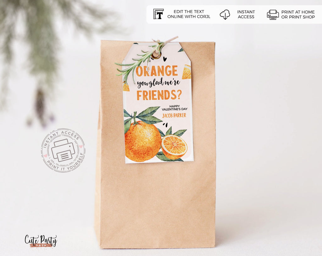 Valentine's Day Orange you glad Favor Tags - Digital Download – Cute ...
