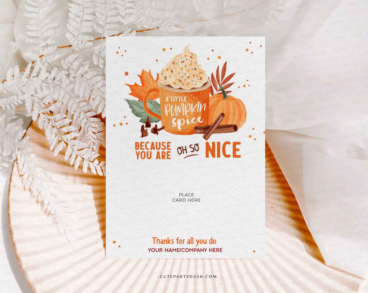 Editable Pumpkin Spice Gift Card Holder template, Coffee Gift Card Hol ...