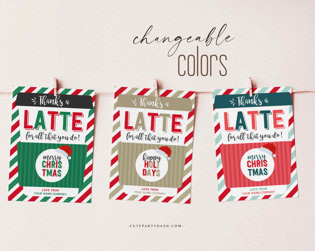 Christmas Thanks a Latte Christmas Coffee Gift Card Holder template ...